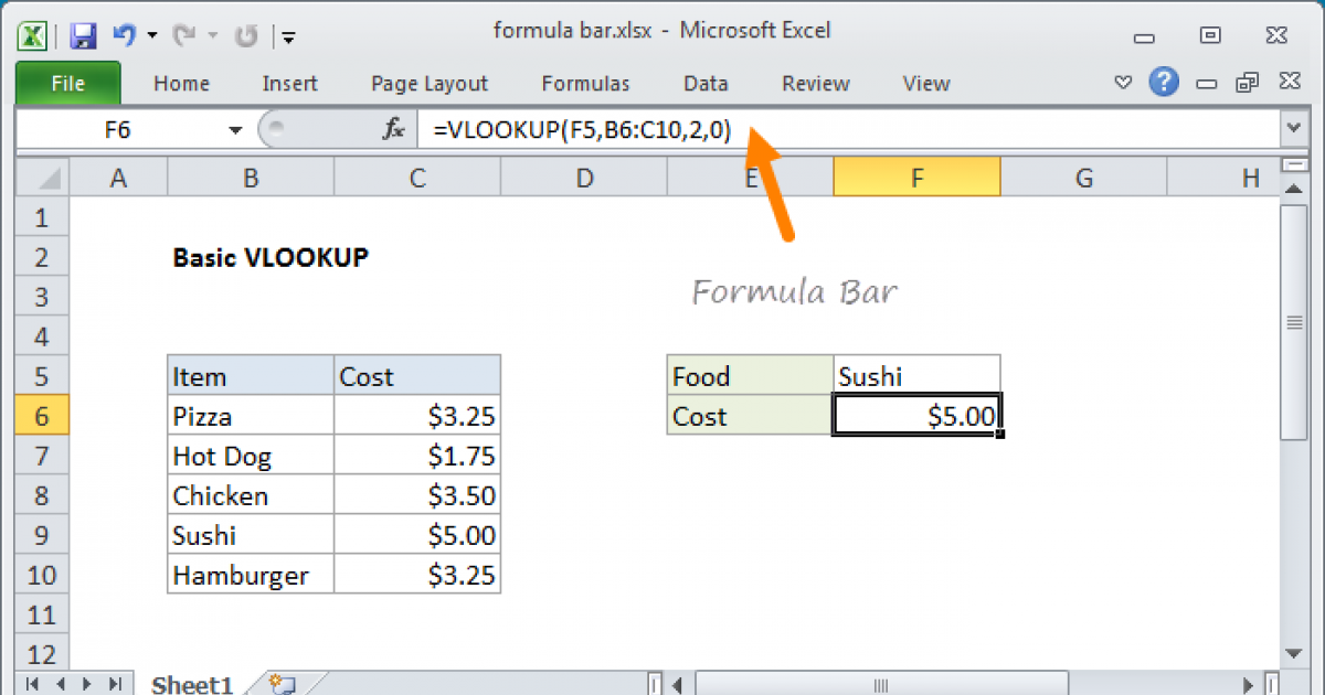 Excel Formula Bar Exceljet